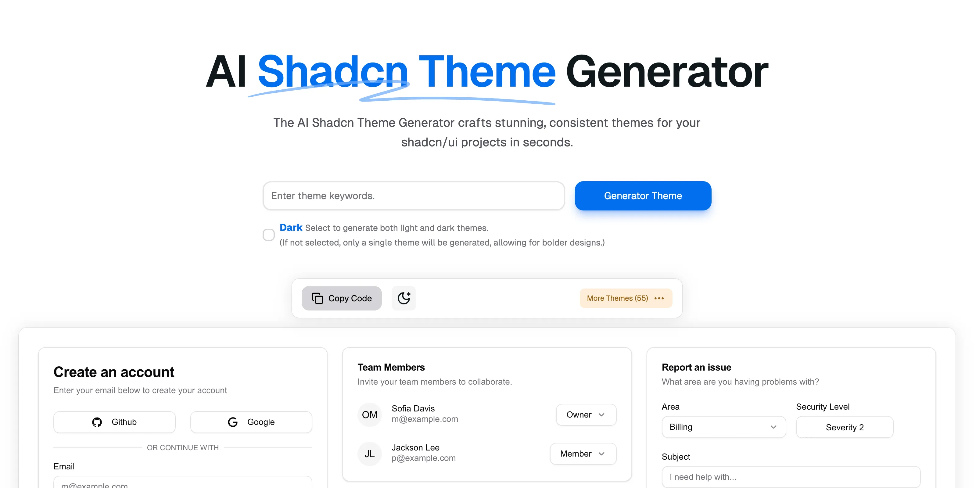 AI Generator shadcn Theme - IPalettes